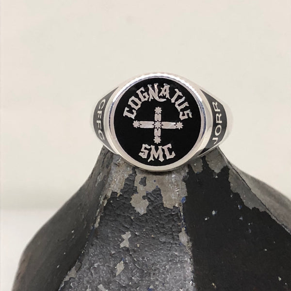 CAD Design Sterling Silver Signet Ring with Enamel – Signet Circle