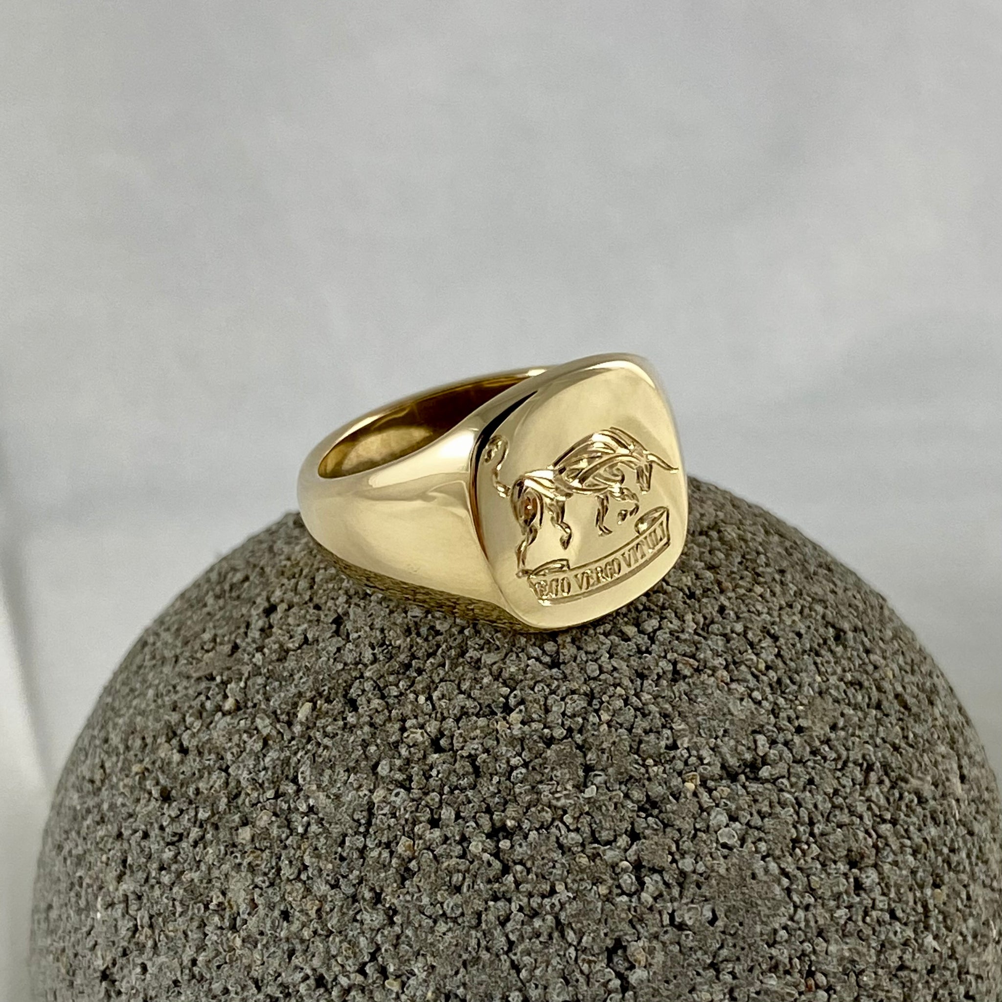 Family Crest Surface Engraved 12mm x 11mm - 9 Carat Yellow Gold Signet