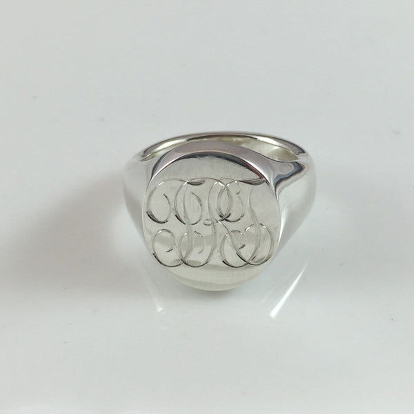3 Initials Engraved 20mm x 16mm - Sterling Silver Signet Ring – Signet ...